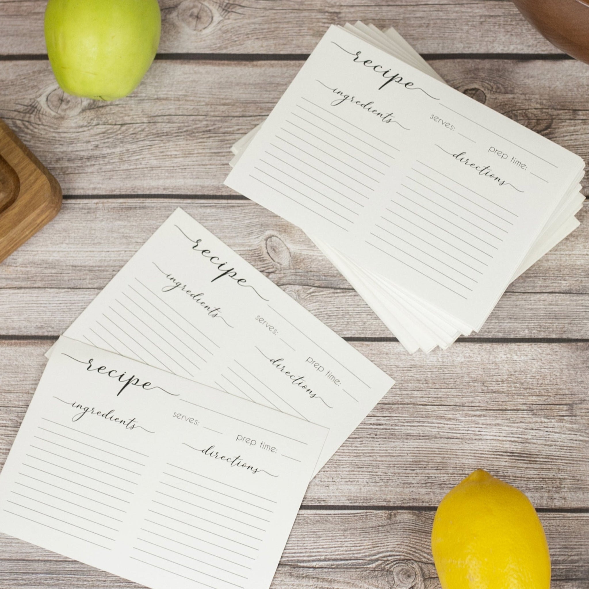 Recipe cards for recipe boxes